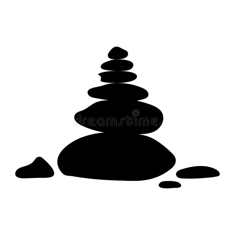 Rock Balancing. Black Abstract Wellness Rock Tower. Balance Made of ...