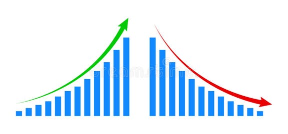 Graph Going Up and Down Sign with Green and Red Arrows. Graph Increase ...