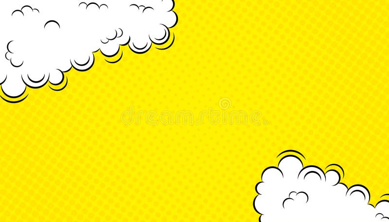 Yellow Comic Cartoon Pop Art Background with Cloud Illustration, Comic ...