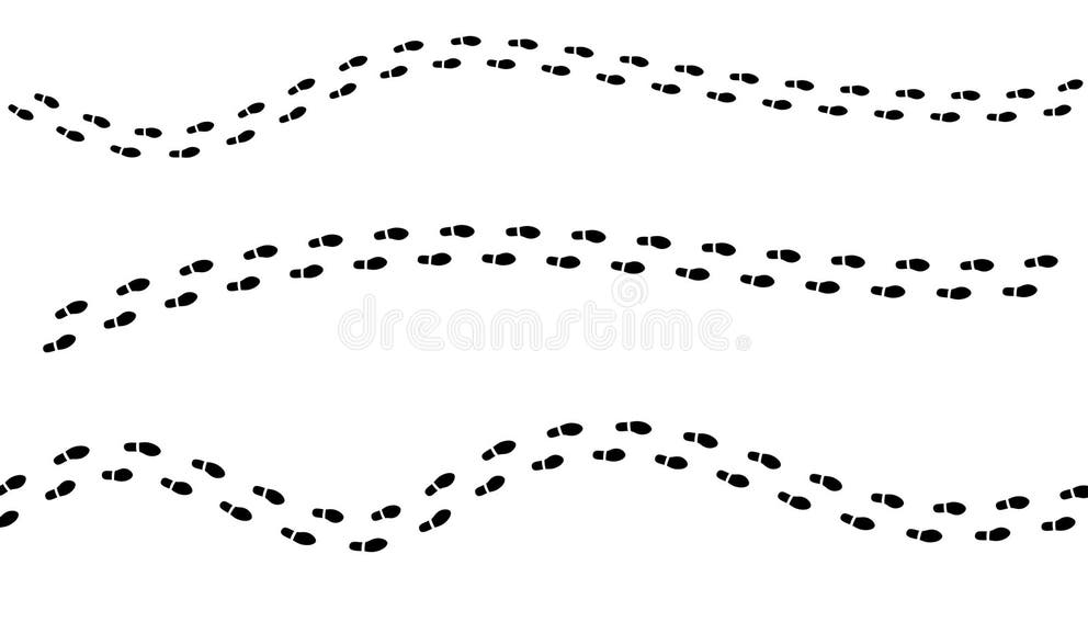 Human Footprints. Path of Shoe Tracks. Walking Away Footsteps. Boots ...