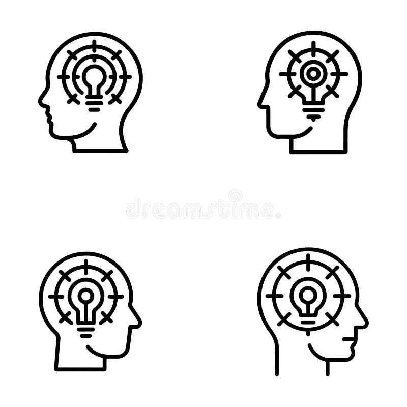 Focused Mind Outline Icon for Mental Clarity and Motivation. Stock ...