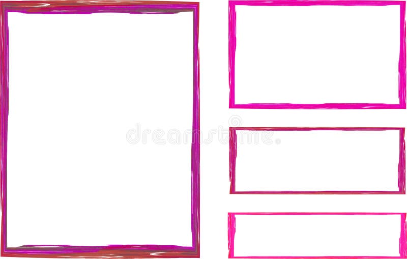 Purple Pink Colors Pencil Hand Drawn Frames Set Vector Stock ...