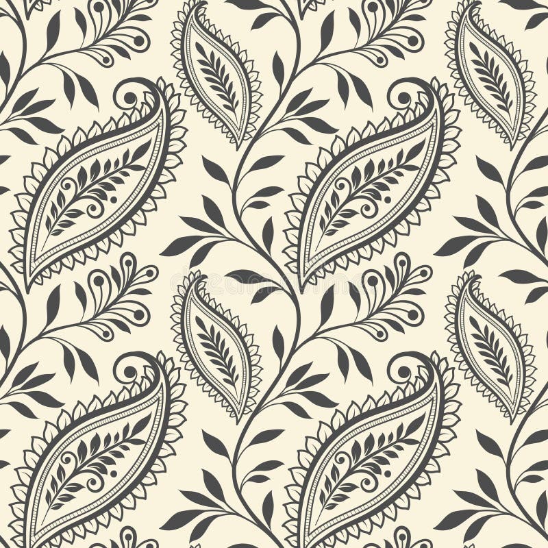 Seamless Paisley Repeat Pattern Vector File. Block Print. Boho Style ...