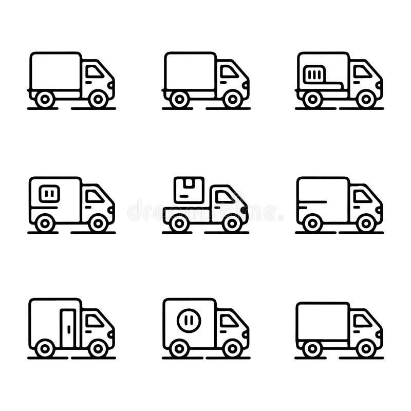 Delivery Trucks Icon Set Vector File. Stock Vector - Illustration of ...