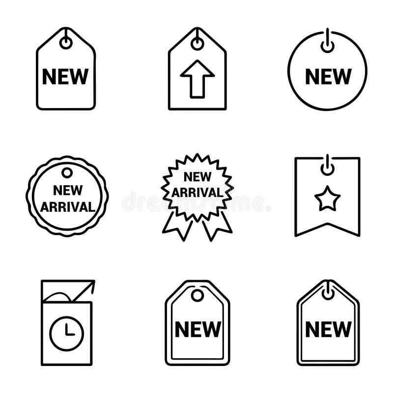 New Arrival Labels Icon Set Vector File. Stock Vector - Illustration of ...