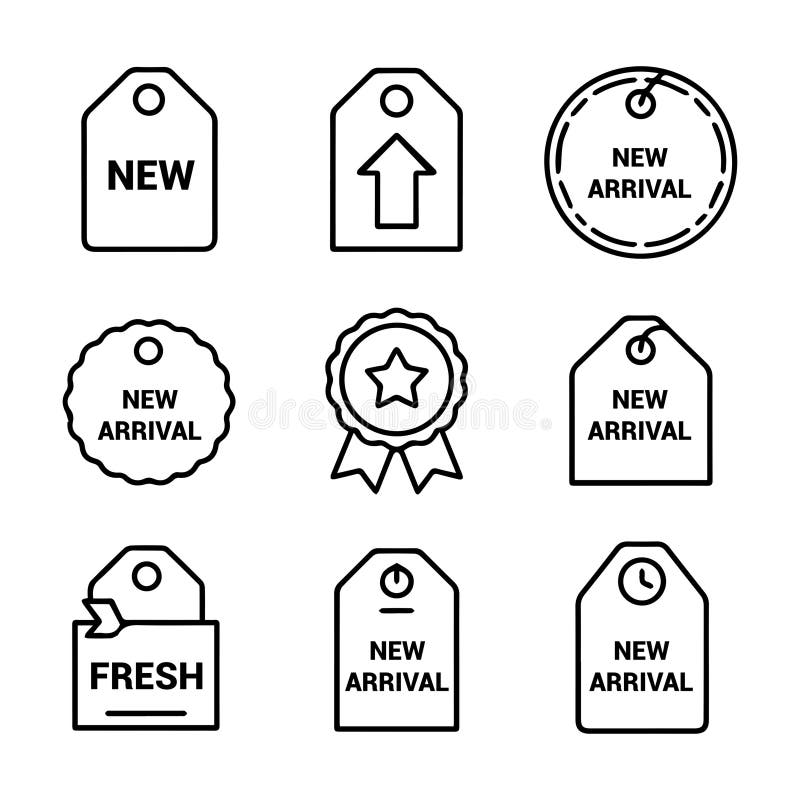 New Arrival Labels Icon Set Vector File. Stock Vector - Illustration of ...