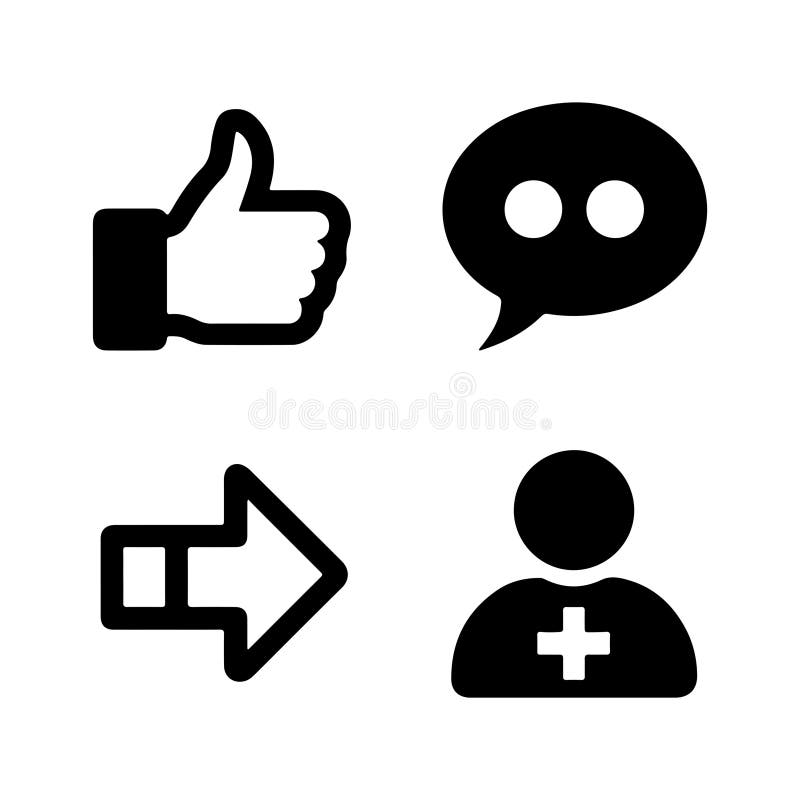 A Set of Four Web Icons in Silhouette Vector Style for Social ...