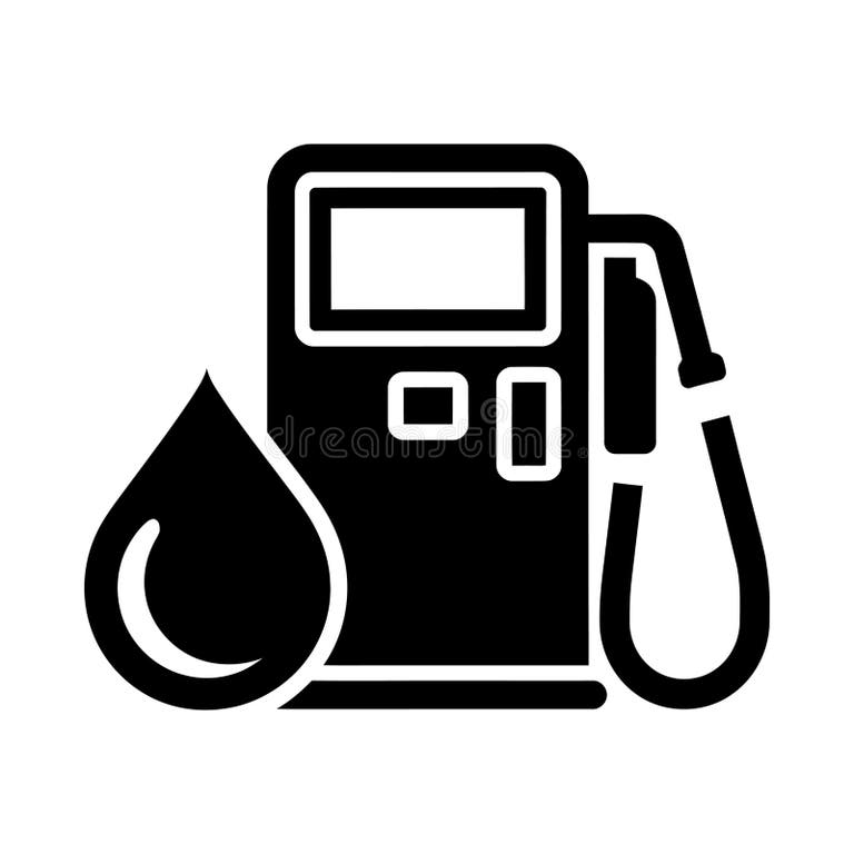 Gas Station Silhouette with Fuel Drop Symbol, Black Vector Illustration ...