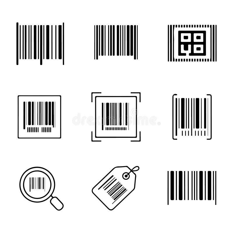 Barcode Icon Set. Collection of Barcode and QR Code Icons. Stock Vector - Illustration of ...