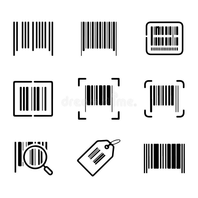 Barcode Icon Set. Collection of Barcode and QR Code Icons. Stock ...