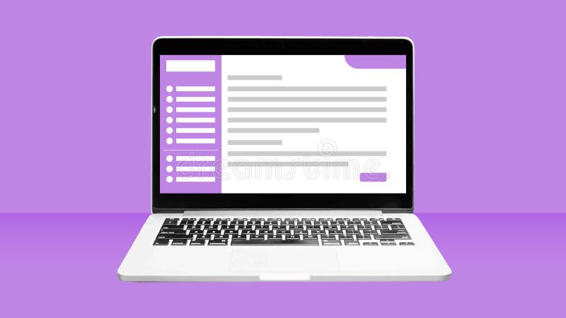 Realistic Laptop Showing Website Mockup Isolated on Purple Background ...