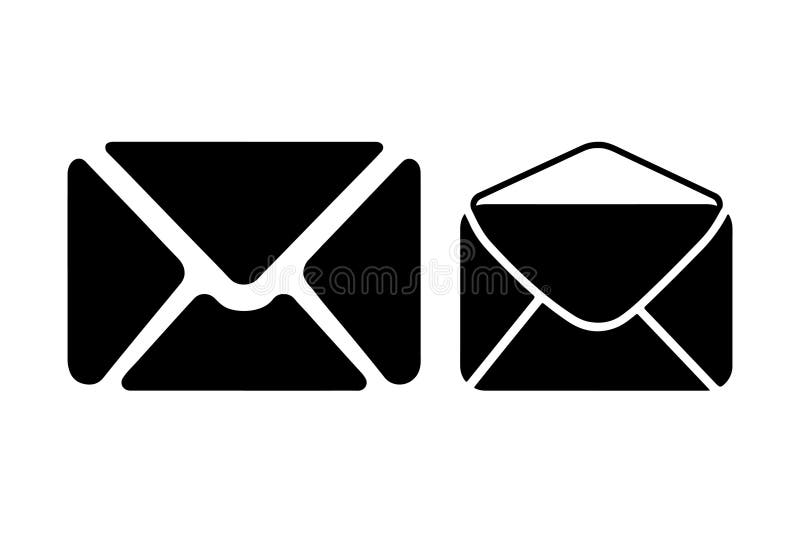 Envelope Icon Silhouette Black Mail Letter Vector for Email, Message ...