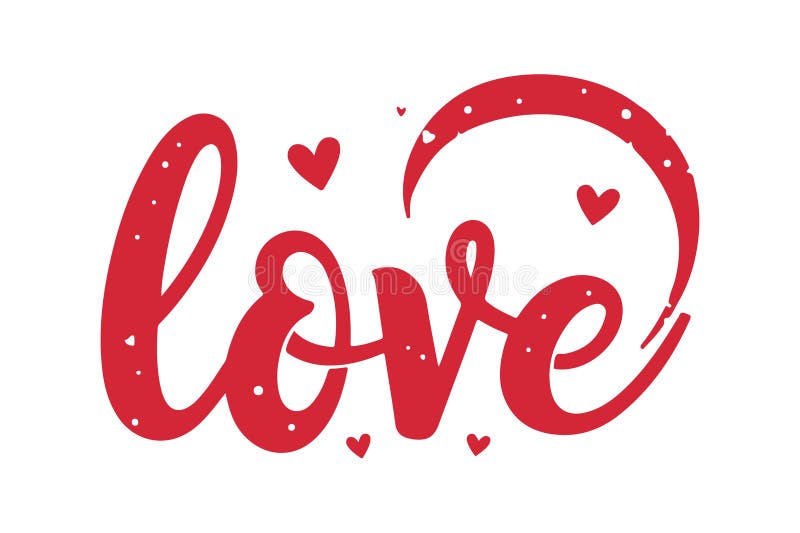 Red Love Script with Hearts Vector Stock Vector - Illustration of brand ...
