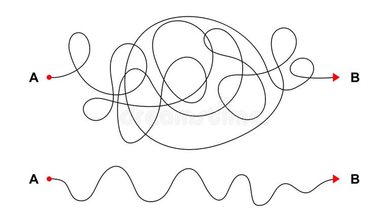 Complex and Easy Way from Point a To B. Kids Tracing Path Stock Vector ...