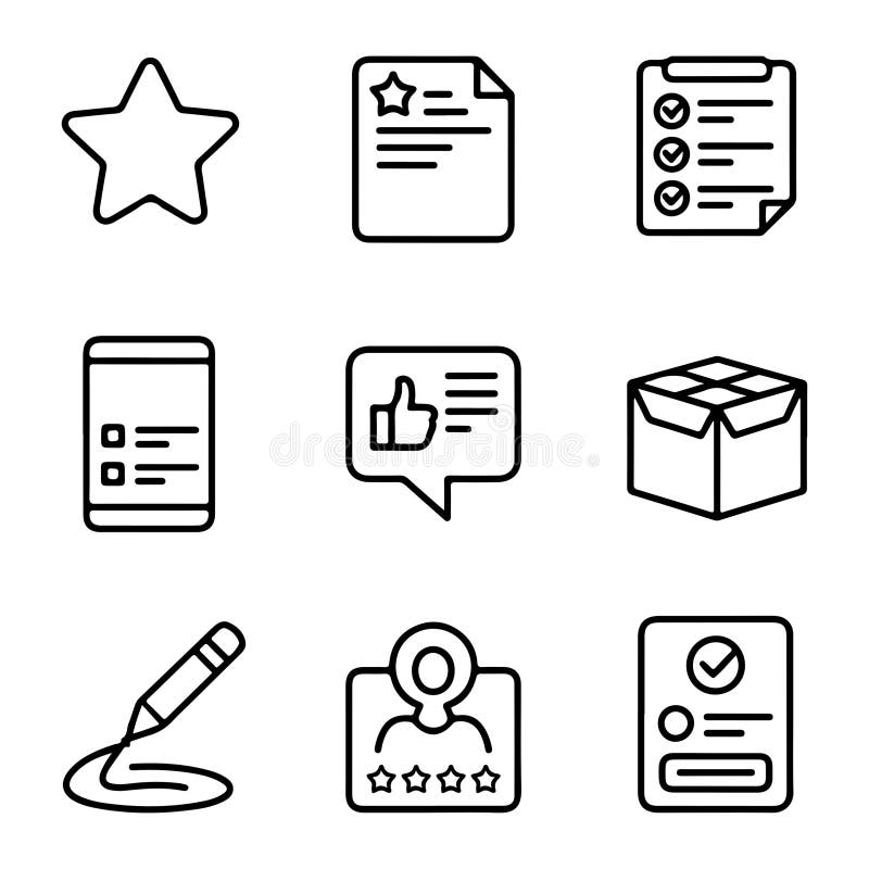 Product Review Icons Set. Vector Icons Depicting Customer Feedback and ...