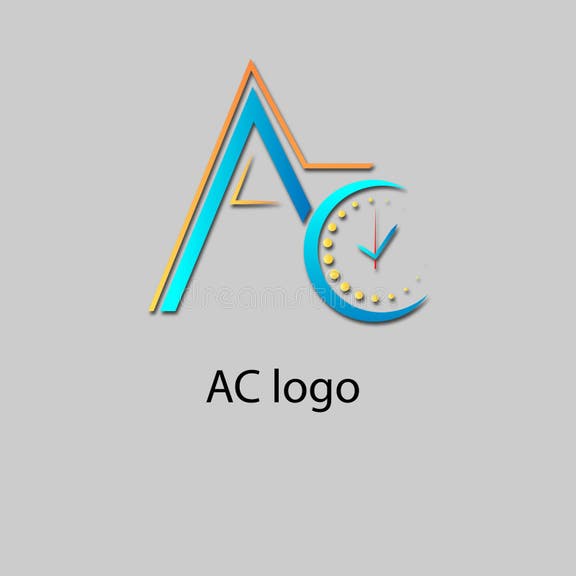 AC Minimalist or Letter Logo Clock Style Stock Vector - Illustration of ...