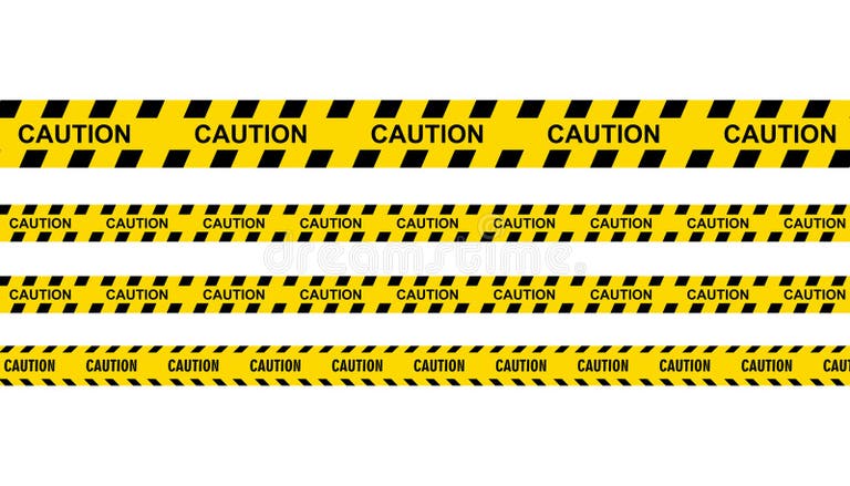 Set of Caution Tape in Different Size. Yellow Caution Ribbon Tape for ...