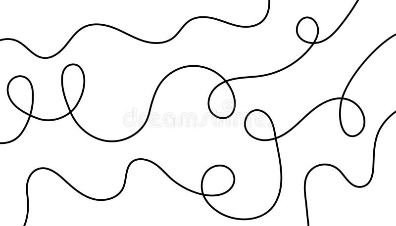 Abstract Wavy Linear. Curve Lines. Spiral Lines. Black Wire Cable of ...