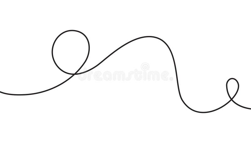 Hand Drawn Lines. Curve Doodle Line. Spiral Line. Black Wire Cable of ...