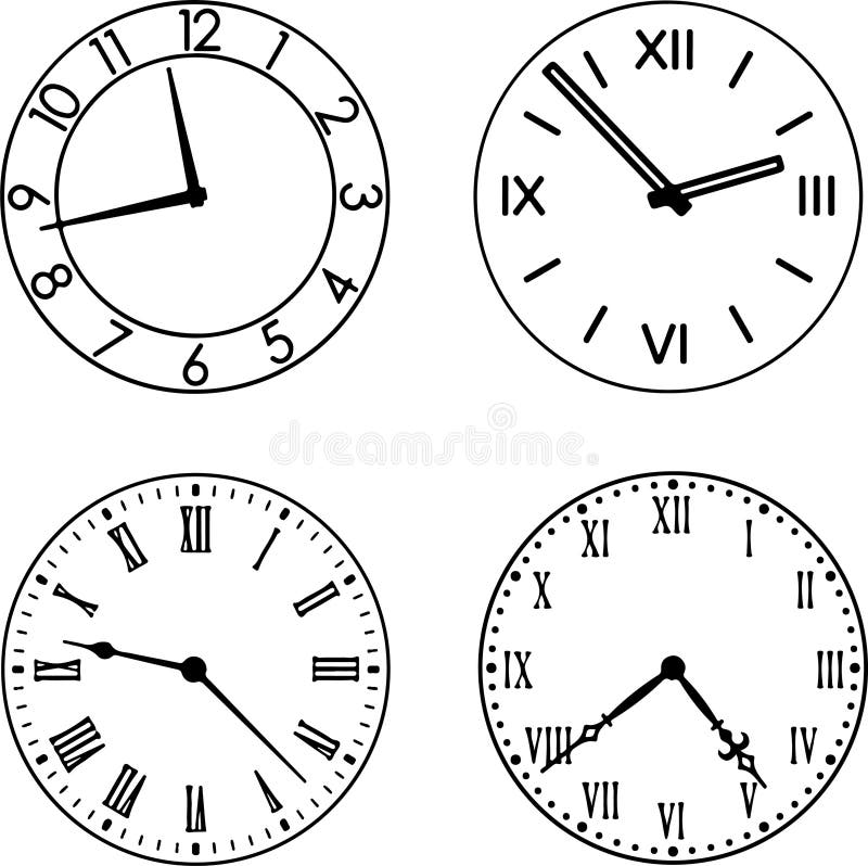 Icon Set of Clock Time Roman Numerals Stock Vector - Illustration of giving, monochrome: 381099866