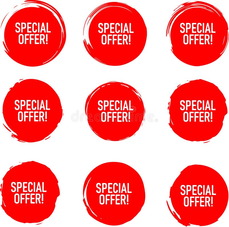 Red Round Icon Set of Sale, Discount, Price Reduction, Big Sales, Price ...