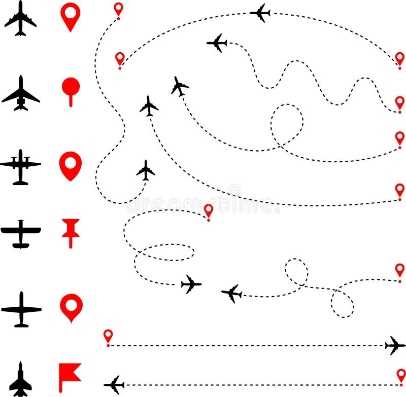 Aircraft Plane that Moves from the Starting Point and Follow Route ...