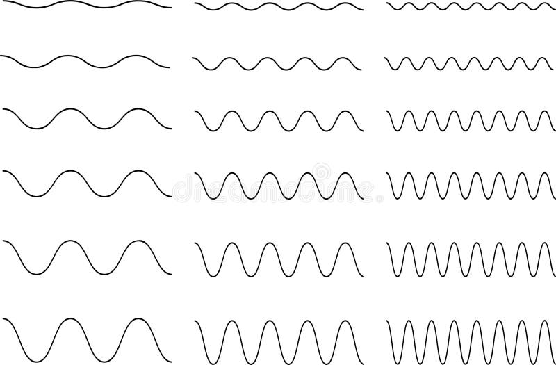 Set of Sinusoidal Signal Waves Sine Cosine Wave with Various Frequency ...