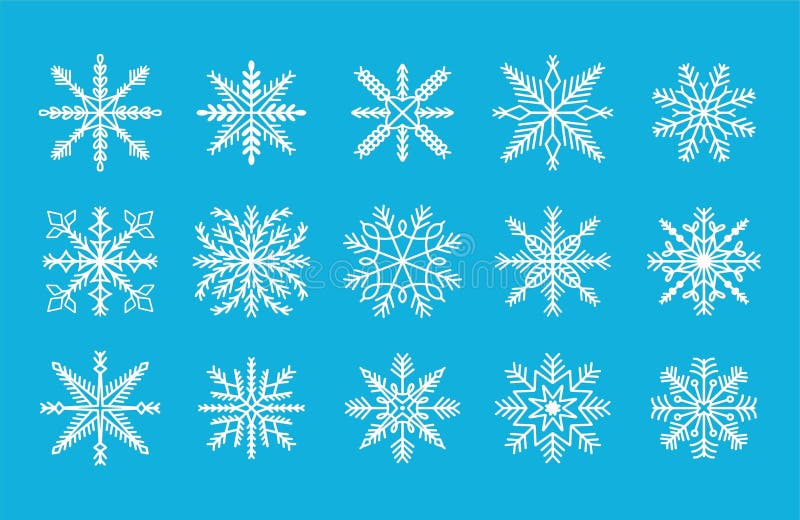 Set of Vector Snowflakes. White Ice Crystal. Winter Symbol. Snowfall ...
