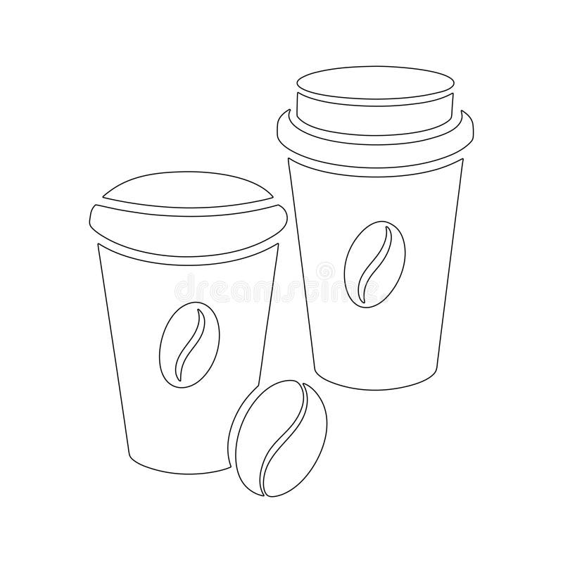 Coffee Cups Line Art Illustration Simple Minimalist Design Stock ...