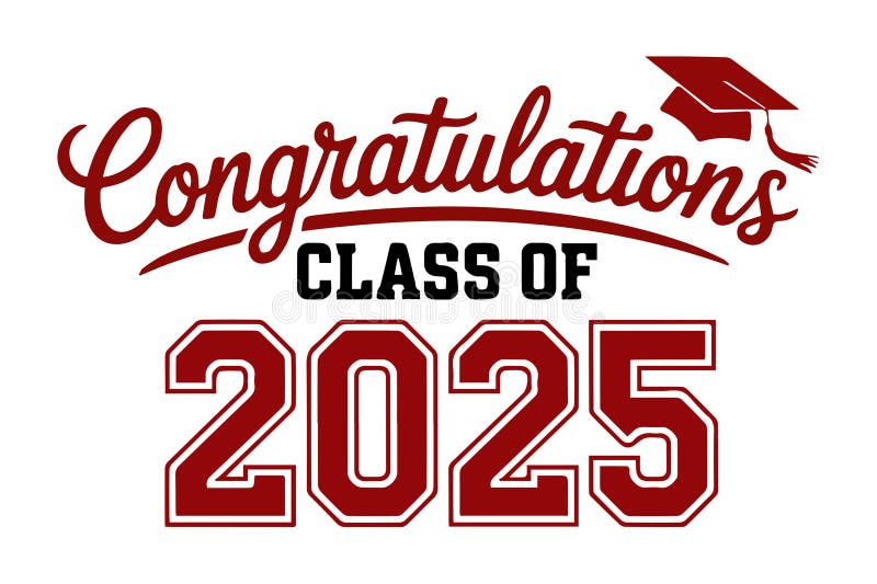 Congratulations Class of 2025 Red and Black Typography Stock Vector ...