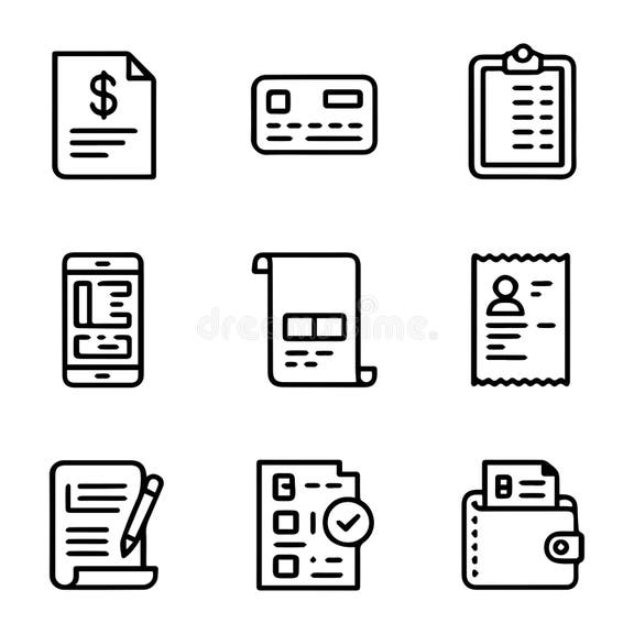 Billing Info Icon Set. Collection of Business and Administrative ...