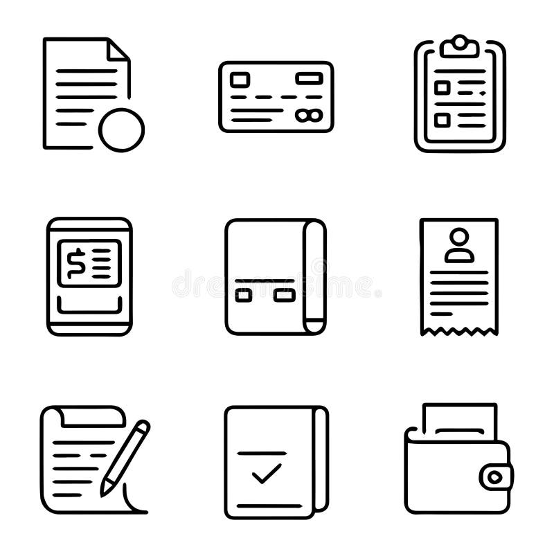 Billing Info Icon Set. Collection of Business and Administrative ...