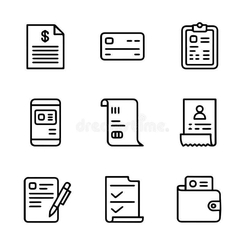 Billing Info Icon Set. Collection of Business and Administrative ...