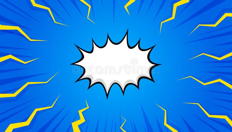 Blank Comic Cartoon Blue Background with Thunder Lightning. Empty ...