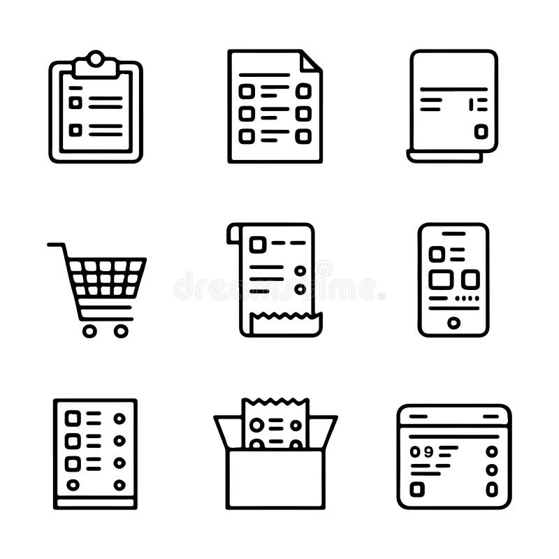 Order Summary and Purchase Details Icons. Set of Financial Icons in ...