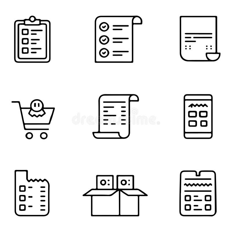 Order Summary and Purchase Details Icons. Set of Financial Icons in ...