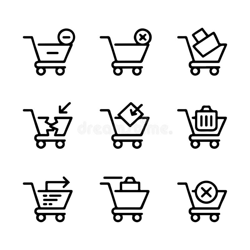 Remove Items from Cart Icons Set. Set of E-commerce Shopping Cart Icons ...