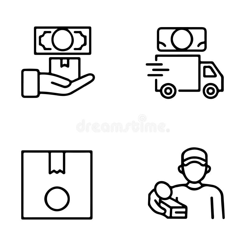 Cash on Delivery Payment Icons Set. Modern Icons Depicting E-Commerce ...