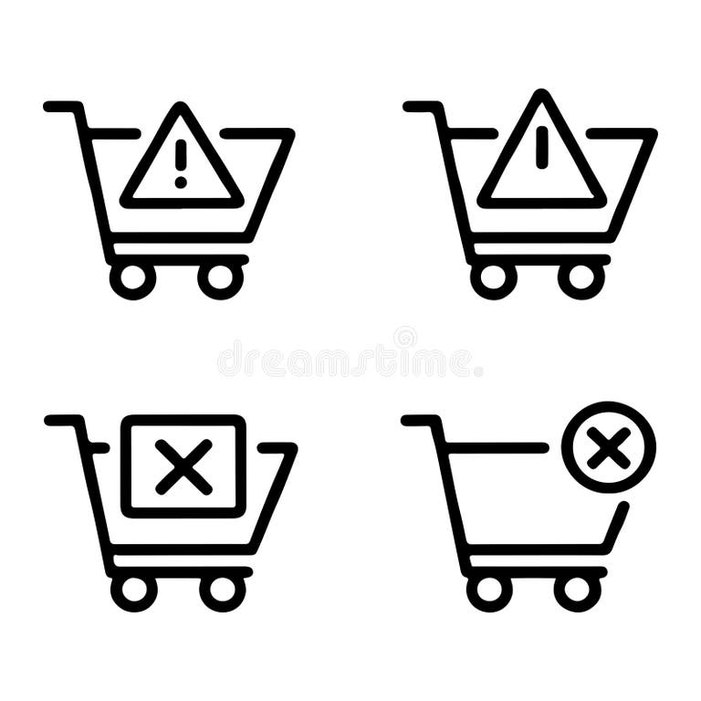 Failed Checkout and Payment Error Icons. Shopping Cart Icons with ...
