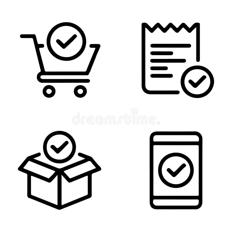 Successful Order Confirmation Icons Set. Simple Icons Showcasing ...