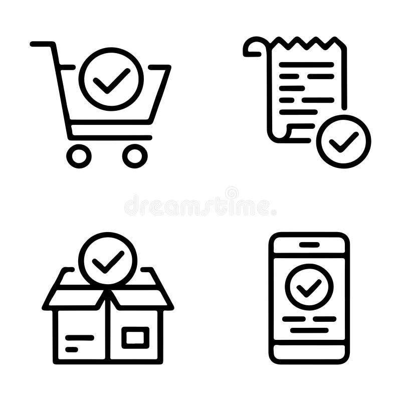 Successful Order Confirmation Icons Set. Simple Icons Showcasing ...