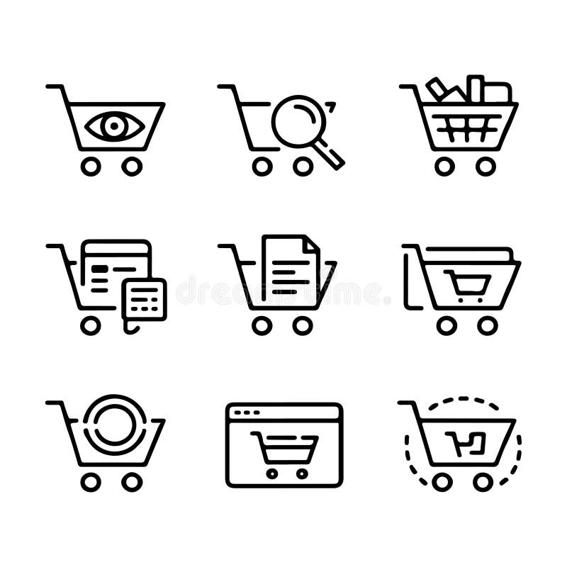View Shopping Cart Icons Set. Shopping Cart Icons Representing ...