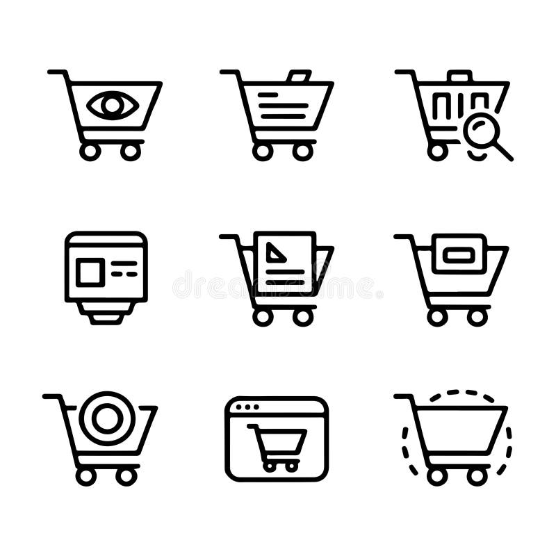 View Shopping Cart Icons Set. Shopping Cart Icons Representing ...