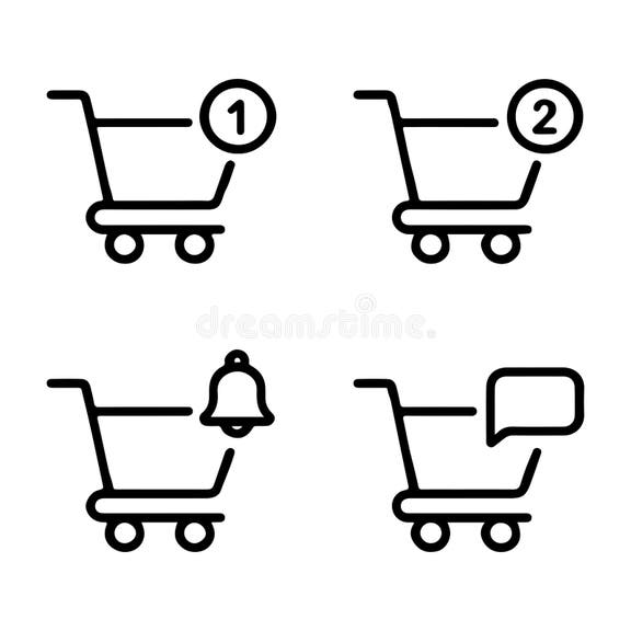 Shopping Cart Notification Icons Set. Shopping Cart Icons with ...