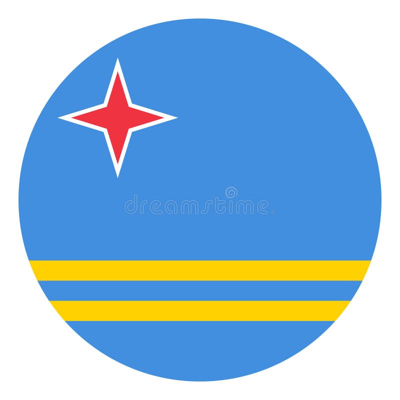 Flag of Aruba. Aruba Circle Flag Logo Icon Computer Vector Illustration ...