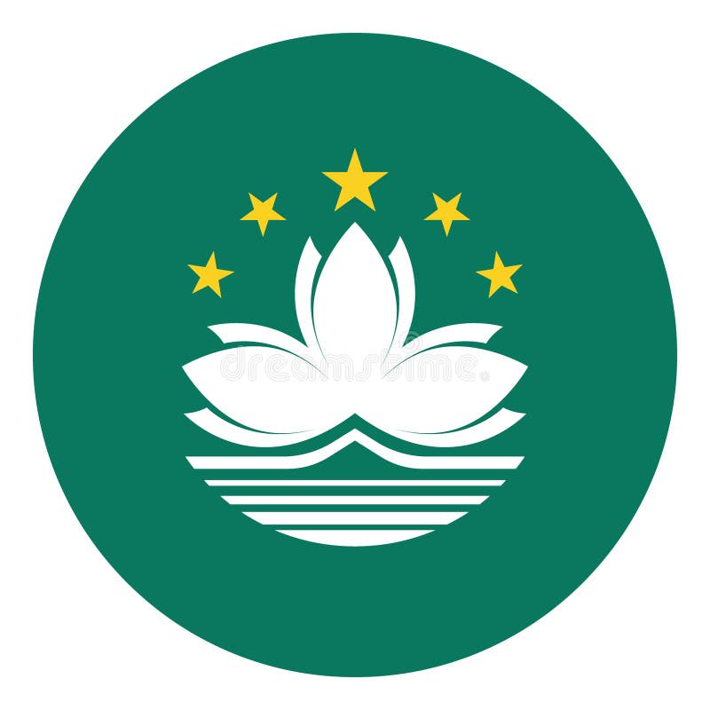 Flag of Macau. Macau Circle Flag Logo Icon Computer Vector Illustration ...