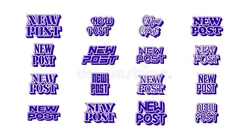 New Post Icons, Social Media Set, Blogger New Post Stickers. Stock ...