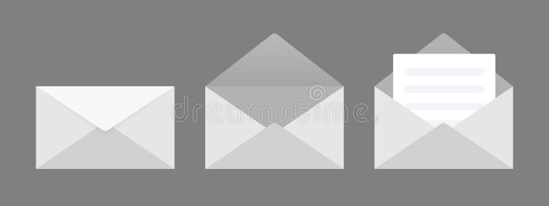 Set of Mail Envelope in Flat Style. Folded and Unfolded Envelope Mockup ...