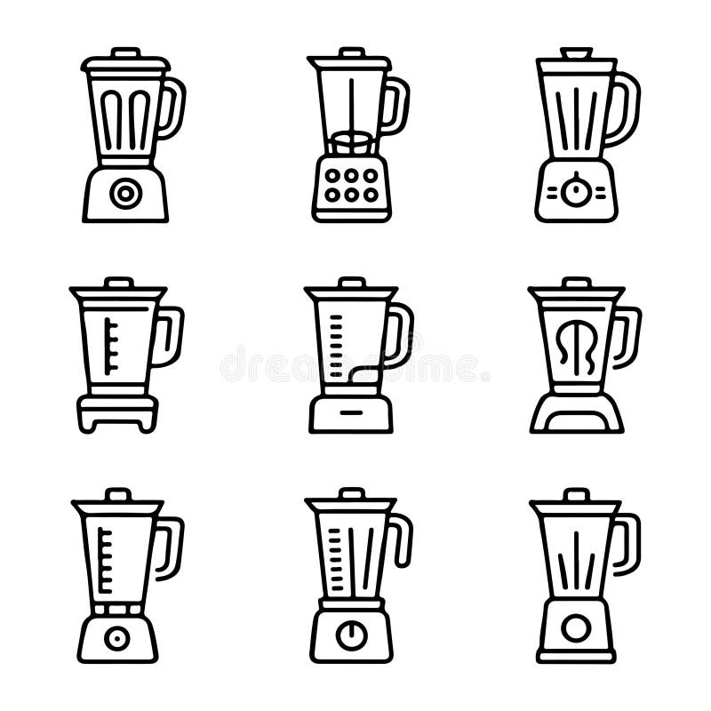 Blender Icons for Kitchen and Cooking Use. Collection of Modern Blender ...