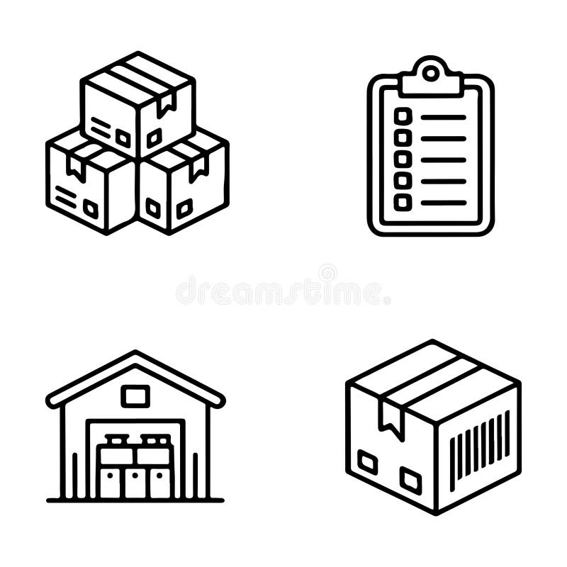 Inventory and Stock Management Icons Set. Simple Line Icons ...